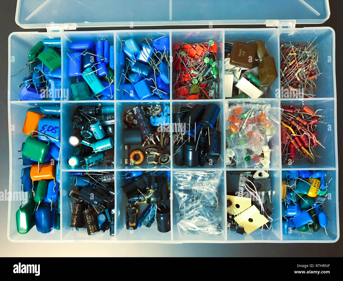 Group of audiophile metal-film axial capacitors different sizes Stock Photo - Alamy