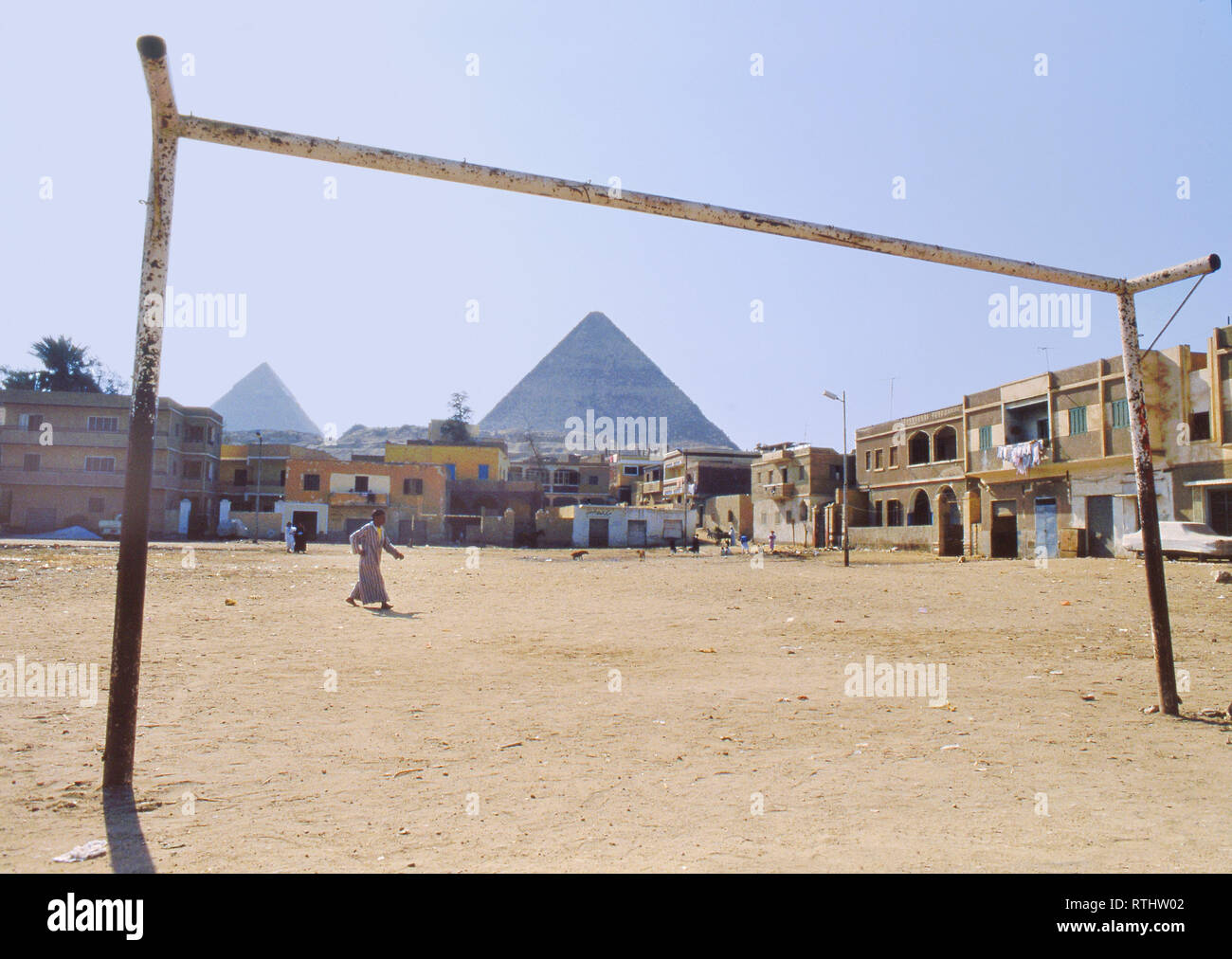 Gizeh,Egypt-May 19, 2017:Soccer field in a suburb of Cairo near the ...