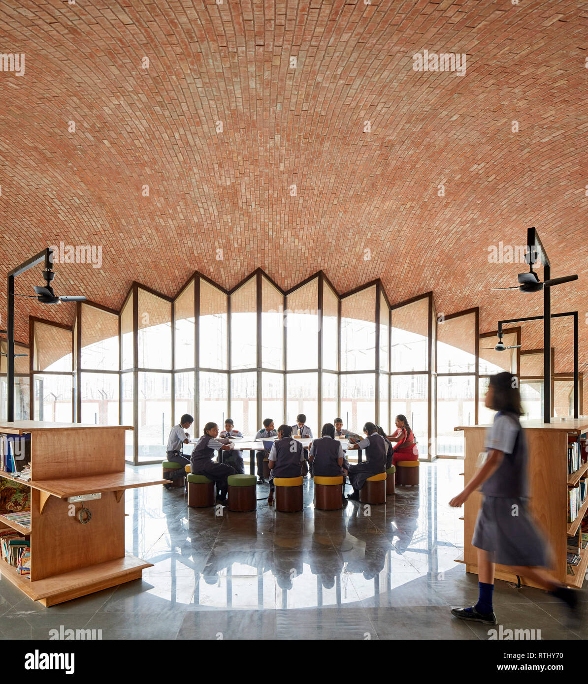 Interior view with Kids studying. Maya Somaiya Library, Kopargaon ...