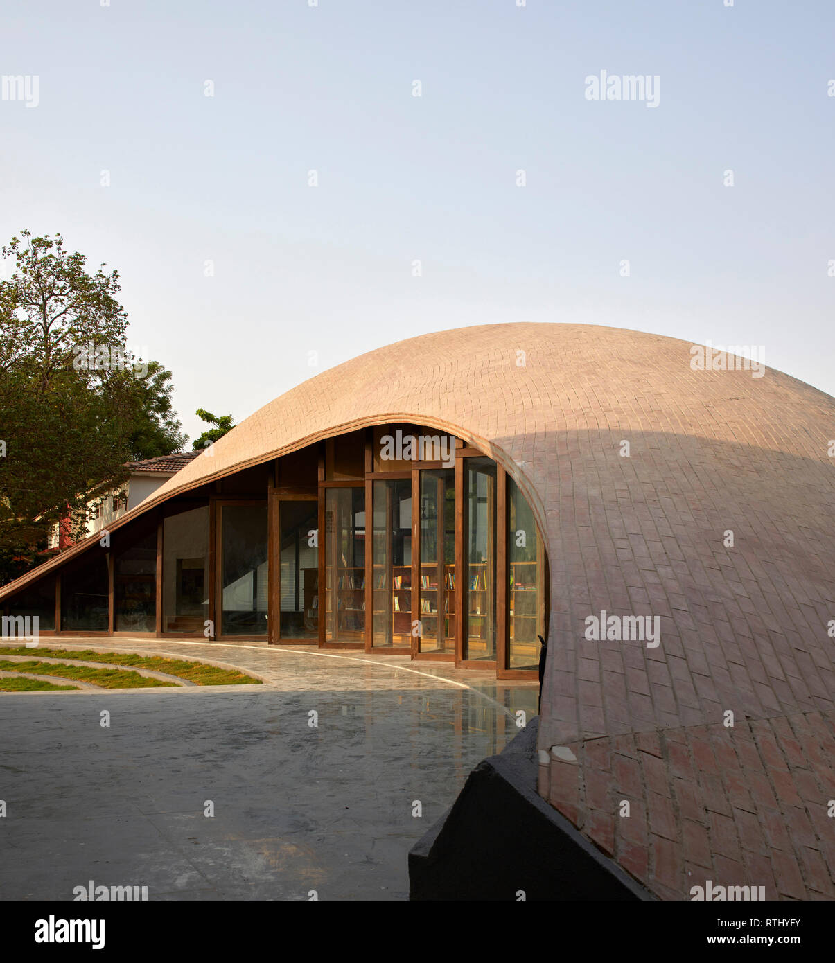 School side view with late afternoon sun. Maya Somaiya Library ...