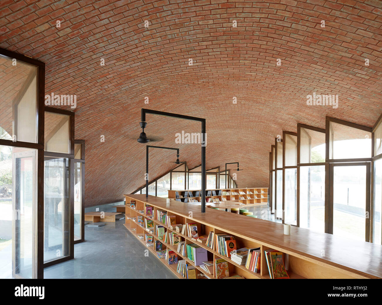 Overall interior view. Maya Somaiya Library, Kopargaon/Maharashtra ...