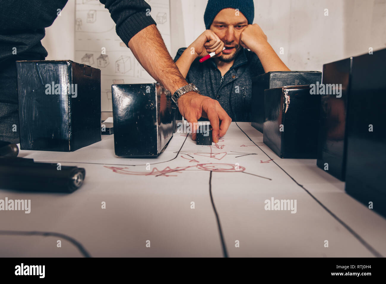 Thiefs are planning robbery on city bank while making route Stock Photo ...