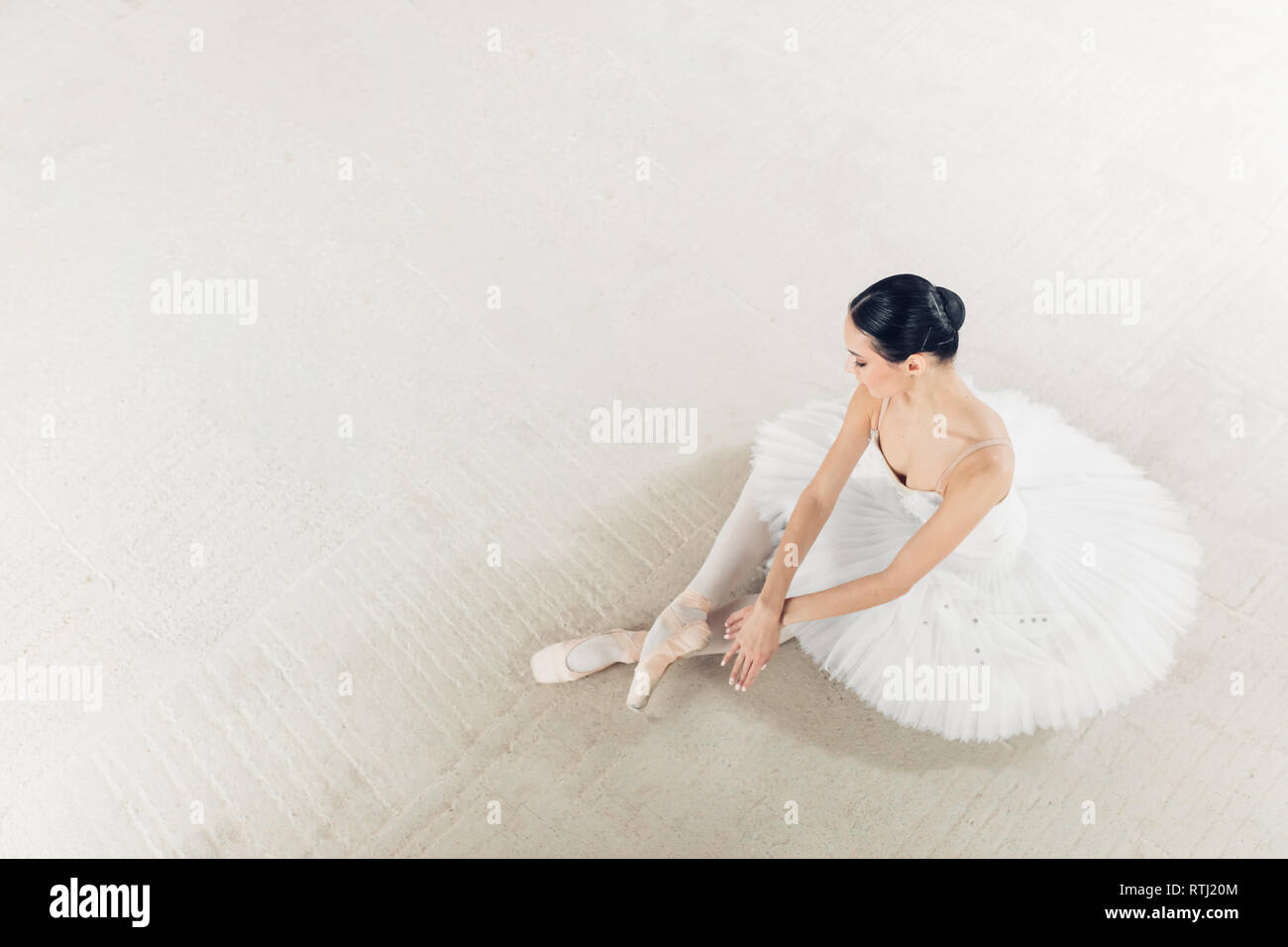 top view photo. talented ballerina has finished her wonderful ...
