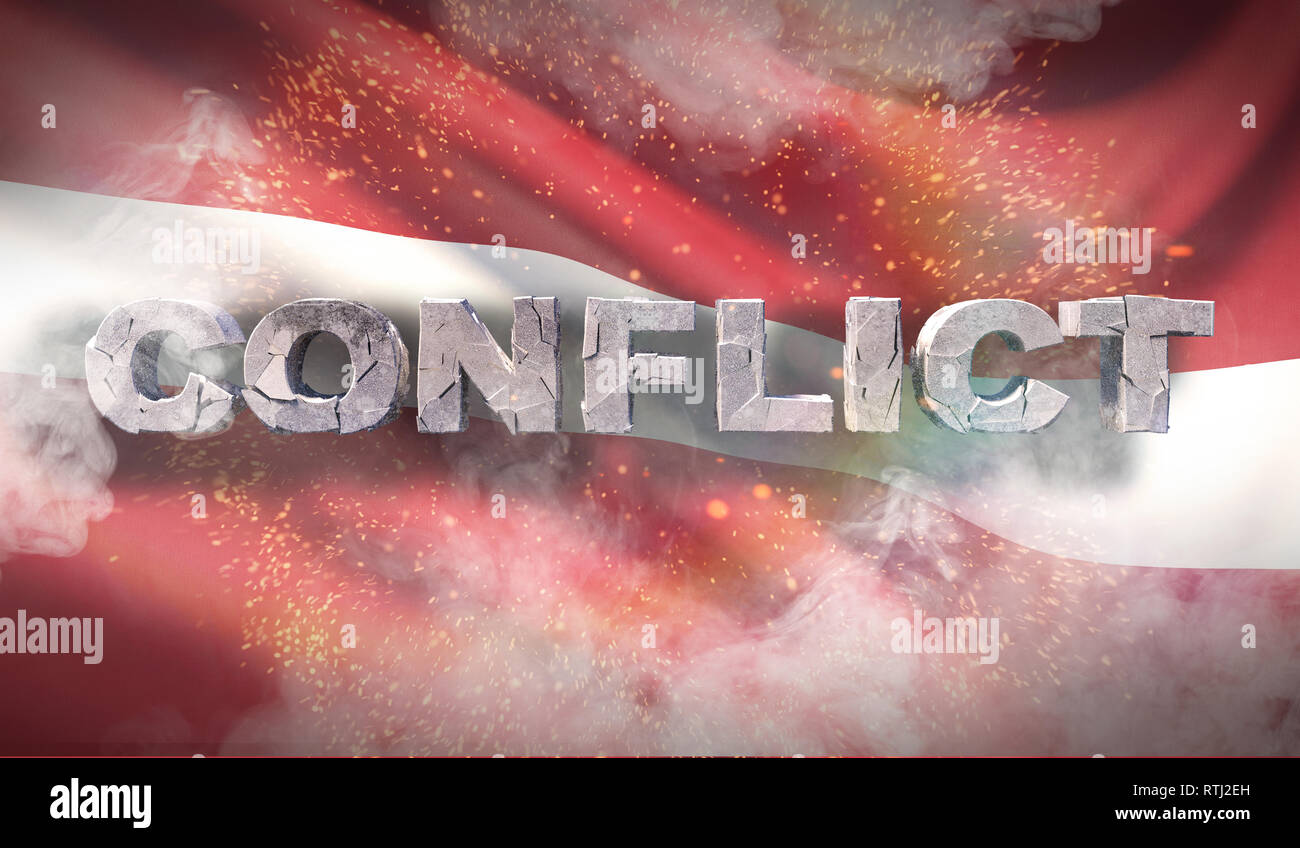 Conflict concept in Latvia. Waved highly detailed fabric texture. 3D ...