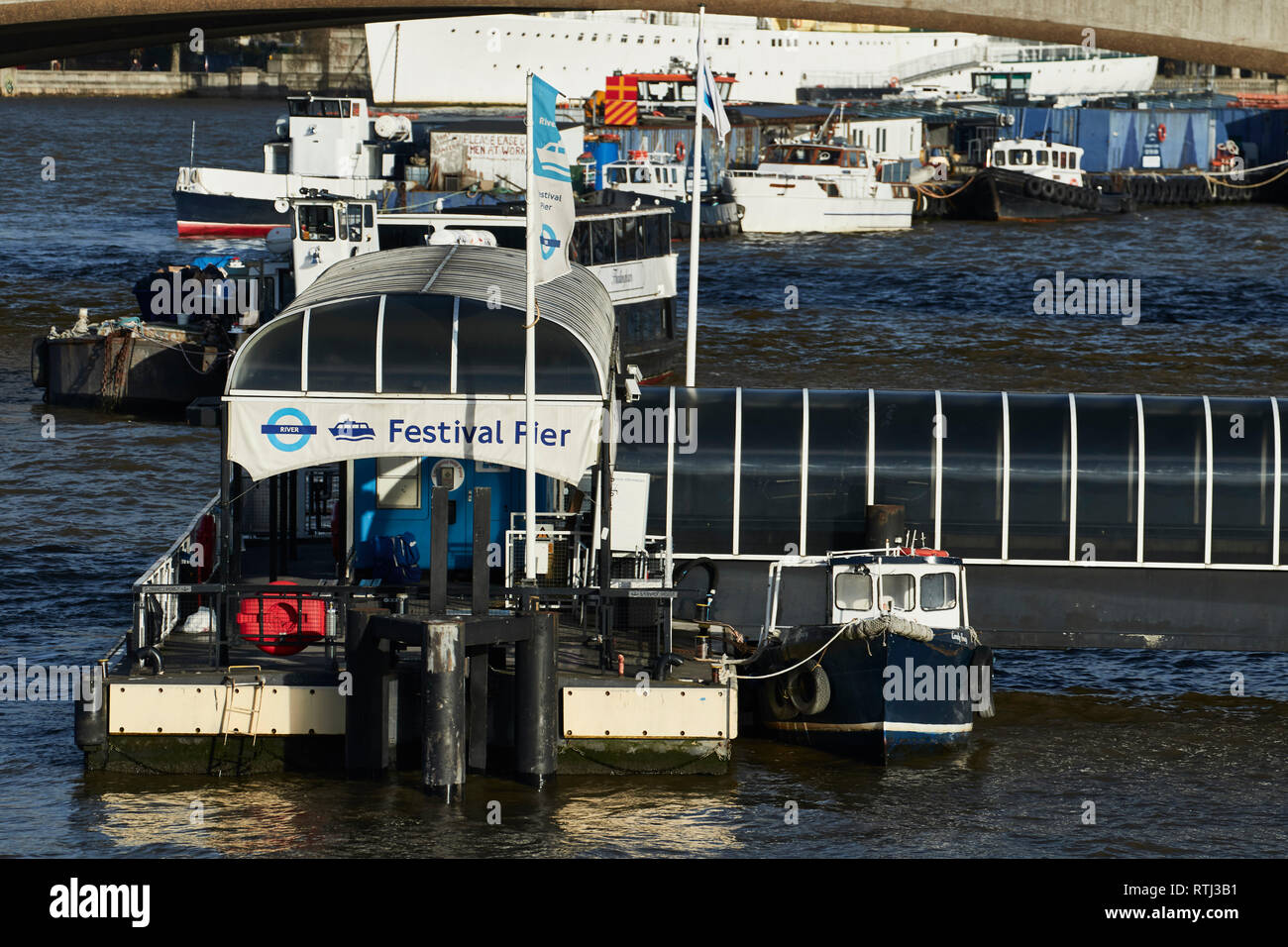 Festival Pier in the river Thames, London, England, United Kingdom ...