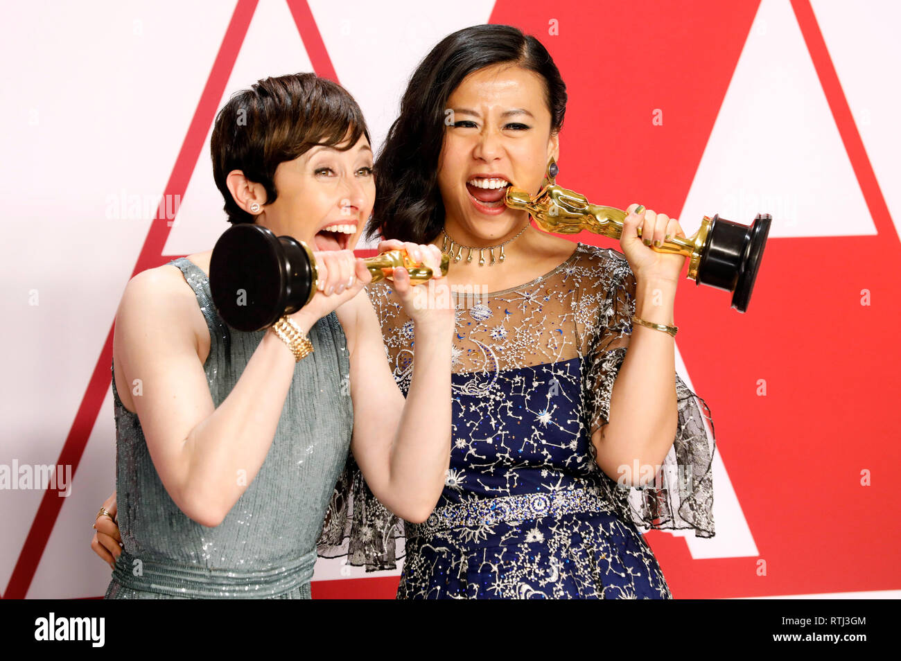 Becky Neiman-Cobb and Domee Shi, winners of Best Short Film (Animated ...