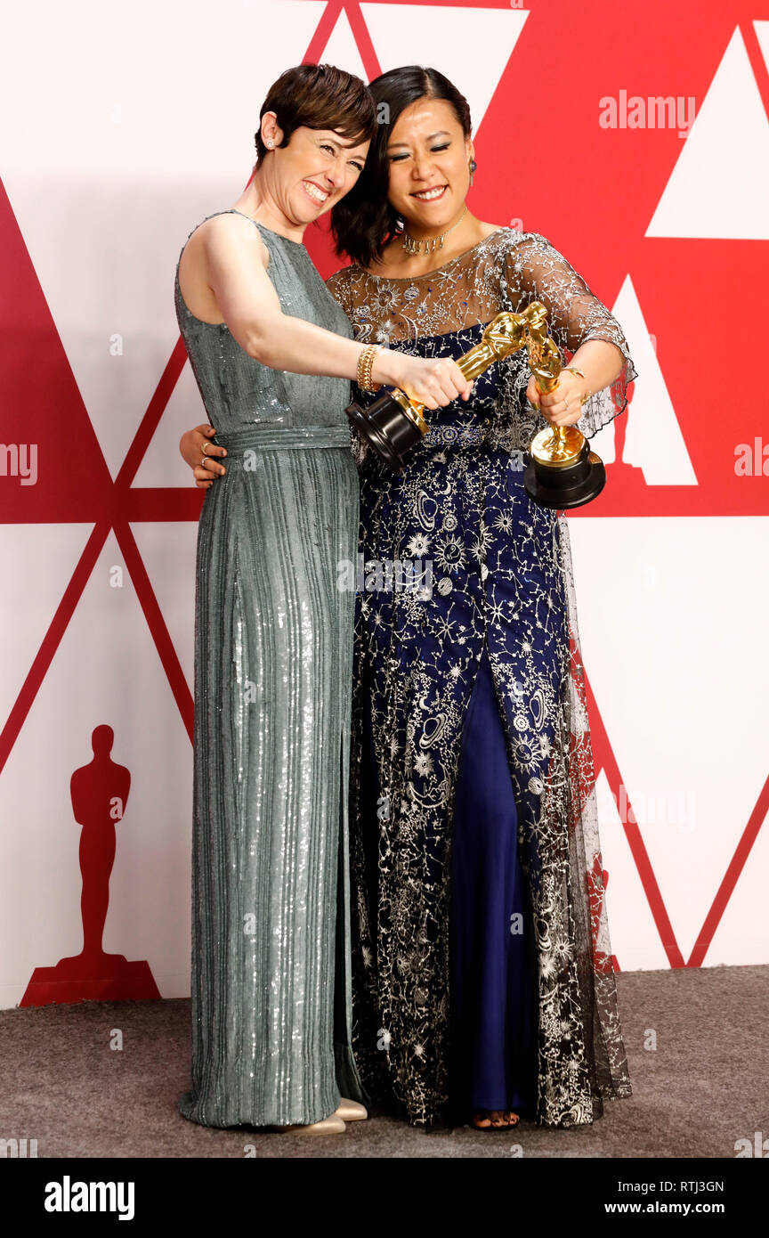 Becky Neiman-Cobb and Domee Shi, winners of Best Short Film (Animated ...