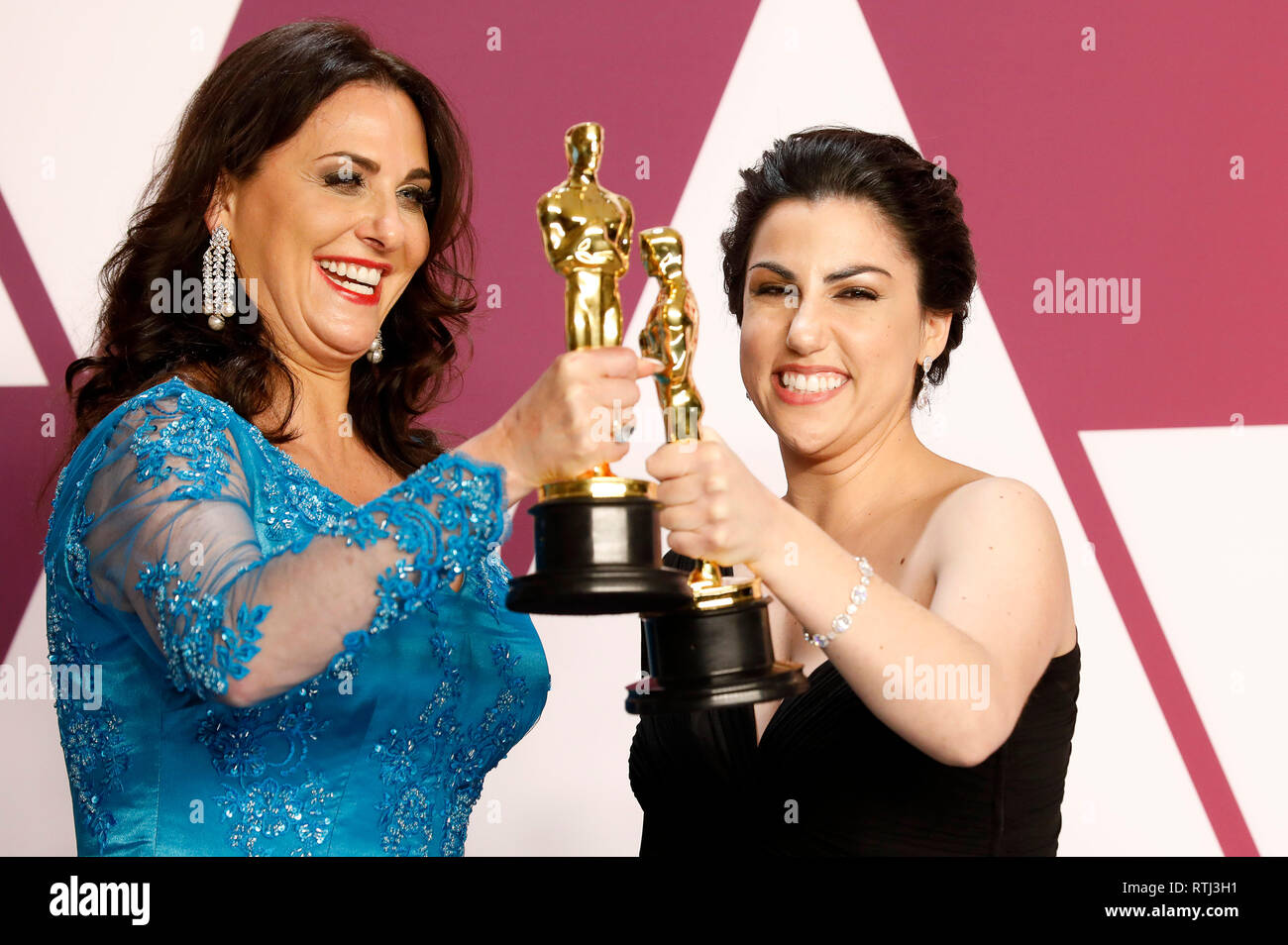 Melissa Berton and Rayka Zehtabchi, winners of Best Documentary Short ...