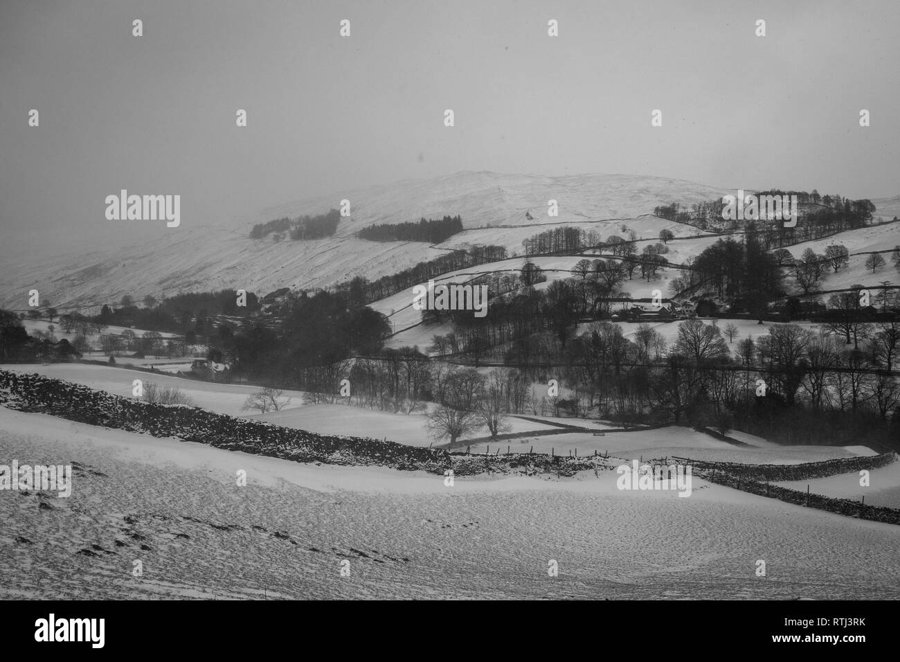 Atmospheric Winter Snow Landscape Lake District UK Stock Photo - Alamy