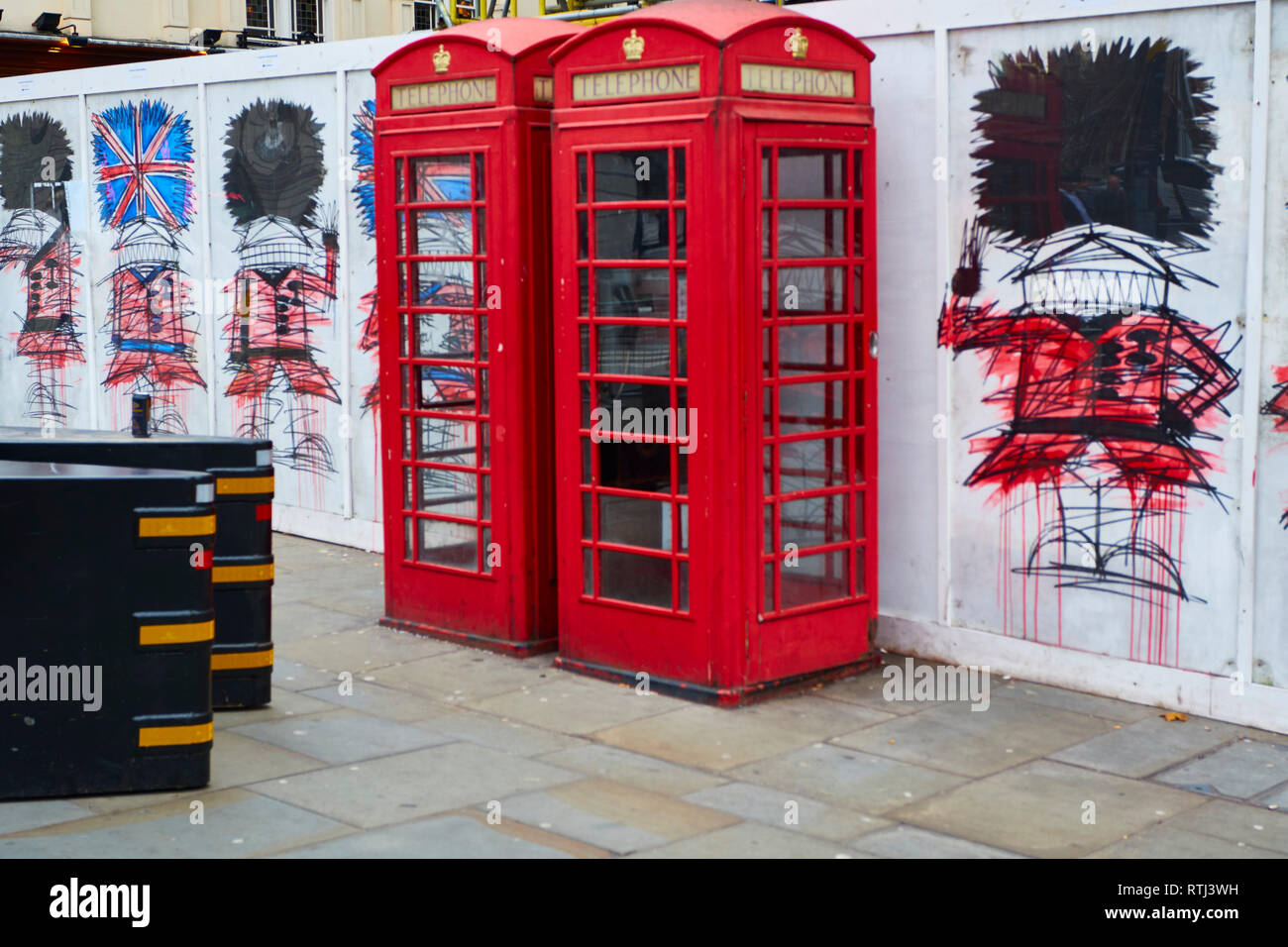 Red telephone boxes in swinging London, England, United Kingdom, Europe ...
