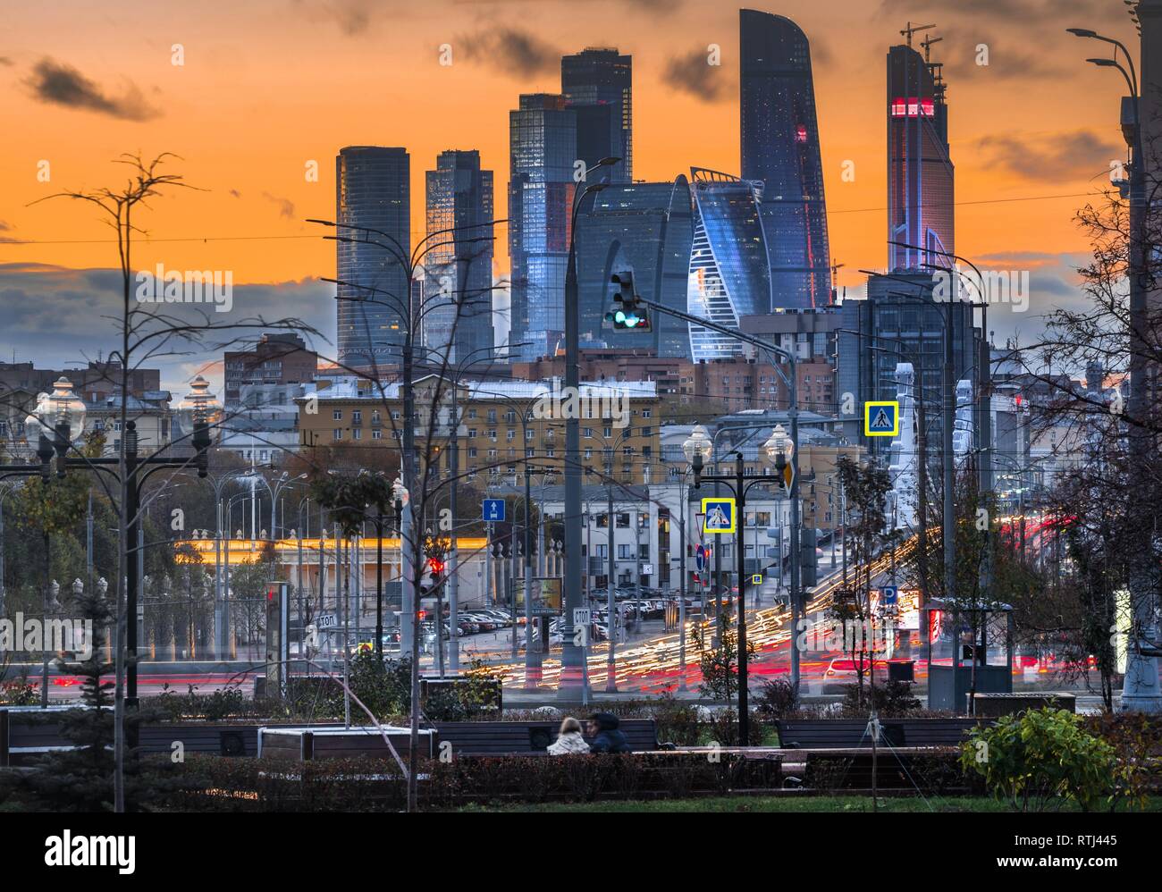 Russia, Moscow. View of the Garden Ring circular ring road avenue and ...