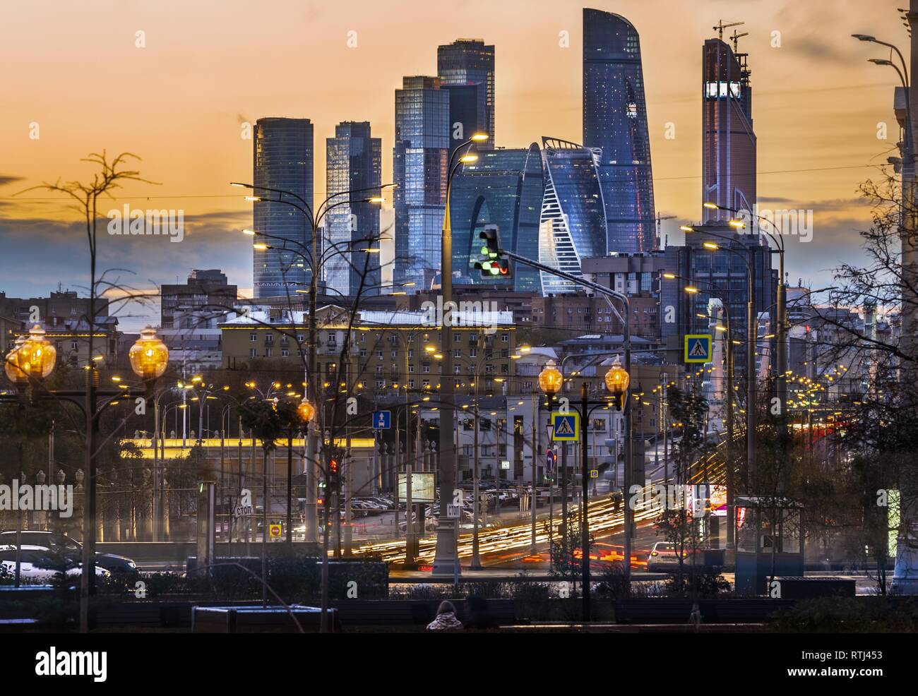 Russia, Moscow. View of the Garden Ring circular ring road avenue and ...