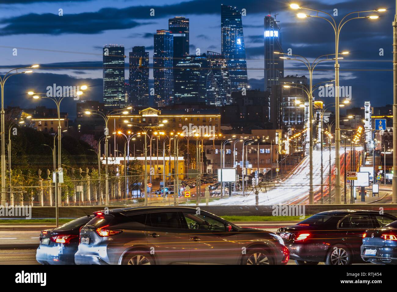 Russia, Moscow. View of the Garden Ring circular ring road avenue and ...
