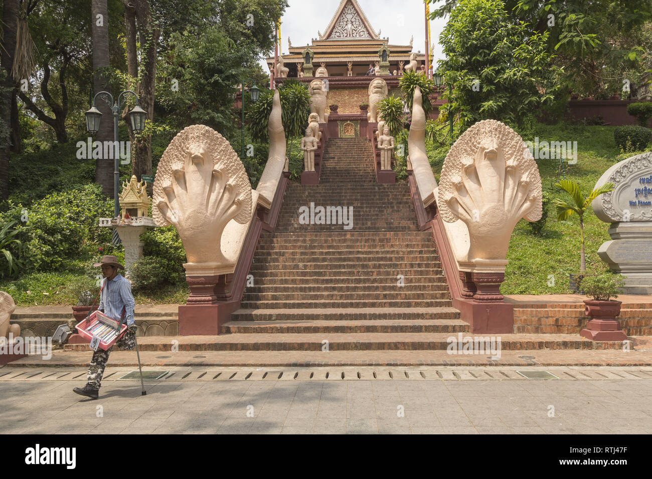 ENtrance at the Wat Phnom in Phnom Penh, Cambodia Stock Photo - Alamy