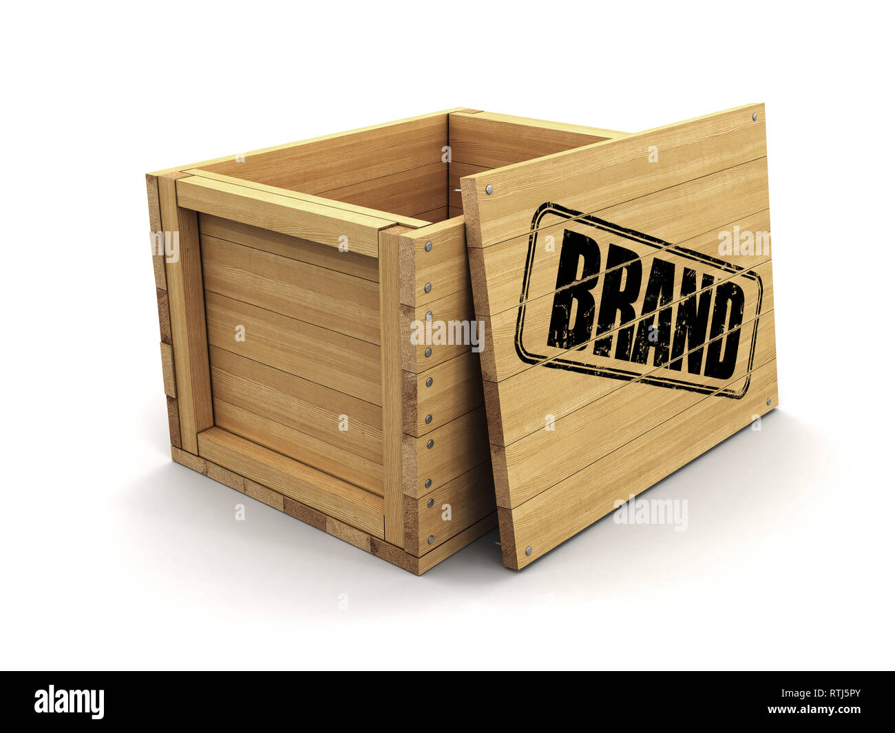 Wooden crate with Brand. Image with clipping path Stock Photo - Alamy