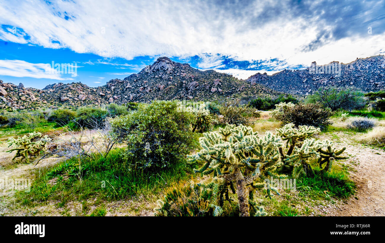View of the Valley of the Sun and the rugged rocky mountains in the ...