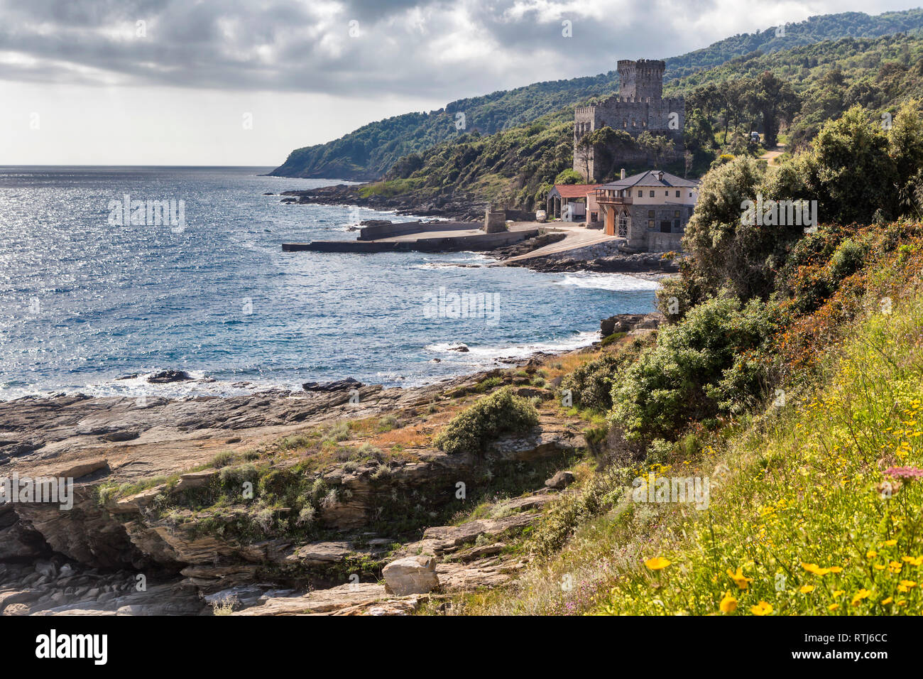 Philotheou monastery, Mount Athos, Athos peninsula, Greece Stock Photo ...