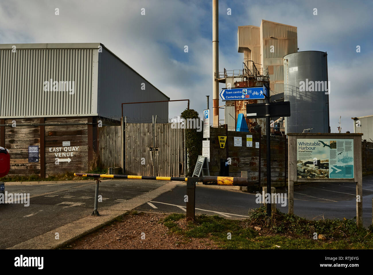 Whitstable landscape with Brett aggregates factory, Kent, England ...