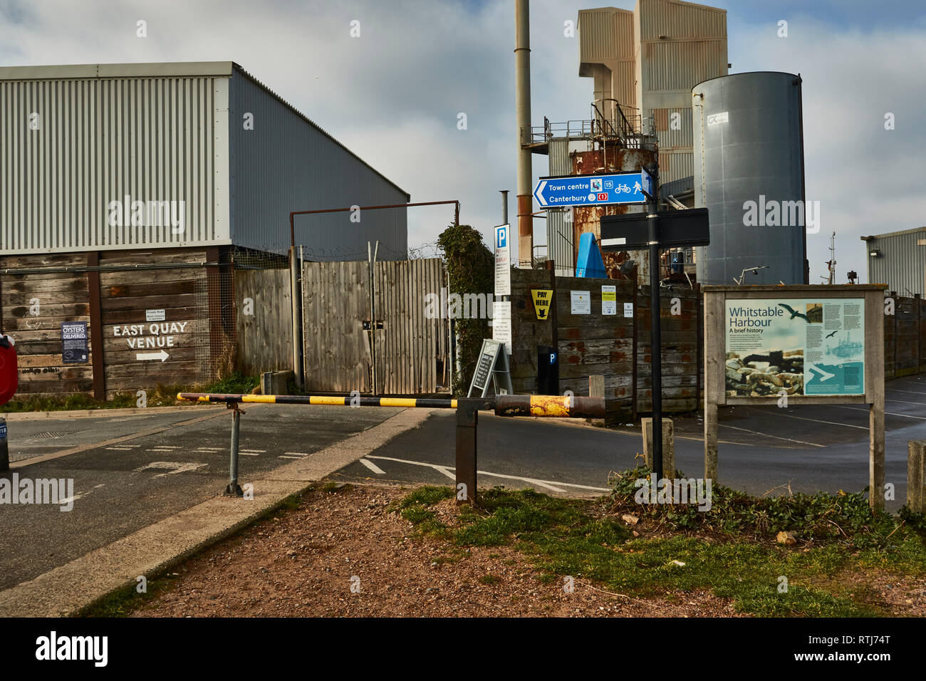 Whitstable landscape with Brett aggregates factory, Kent, England ...