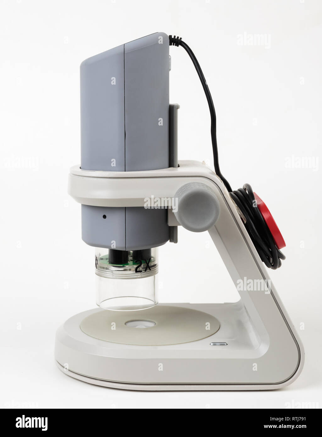 Digital educational microscope on white background Stock Photo - Alamy
