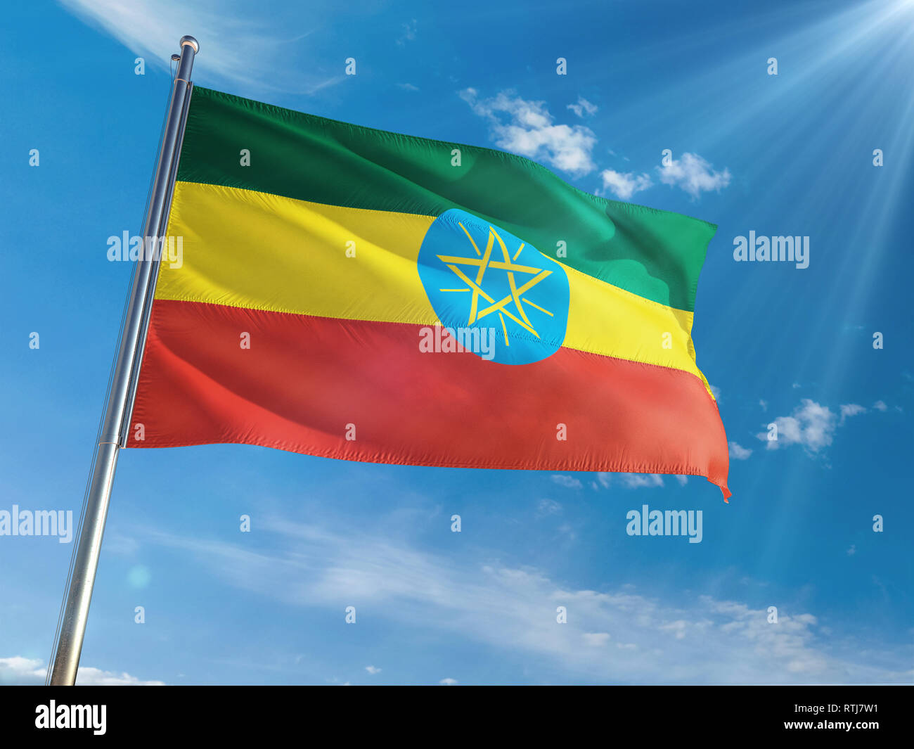 Ethiopian Flag Waving