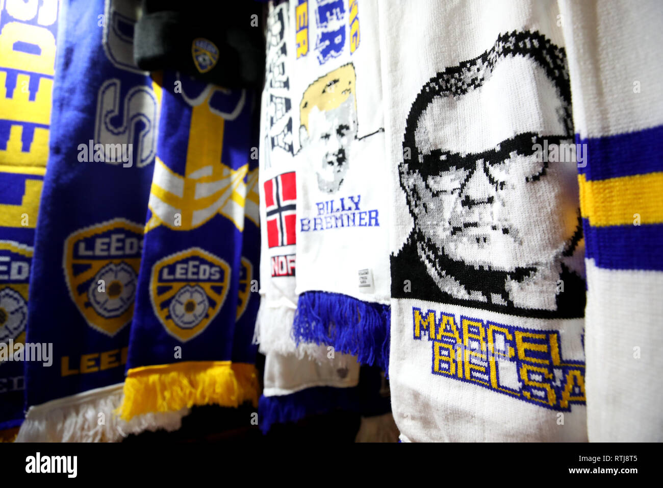 Leeds United scarves for sale before the Sky Bet Championship match at ...