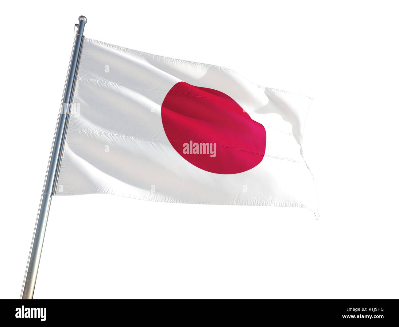 Japan National Flag waving in the wind, isolated white background. High ...