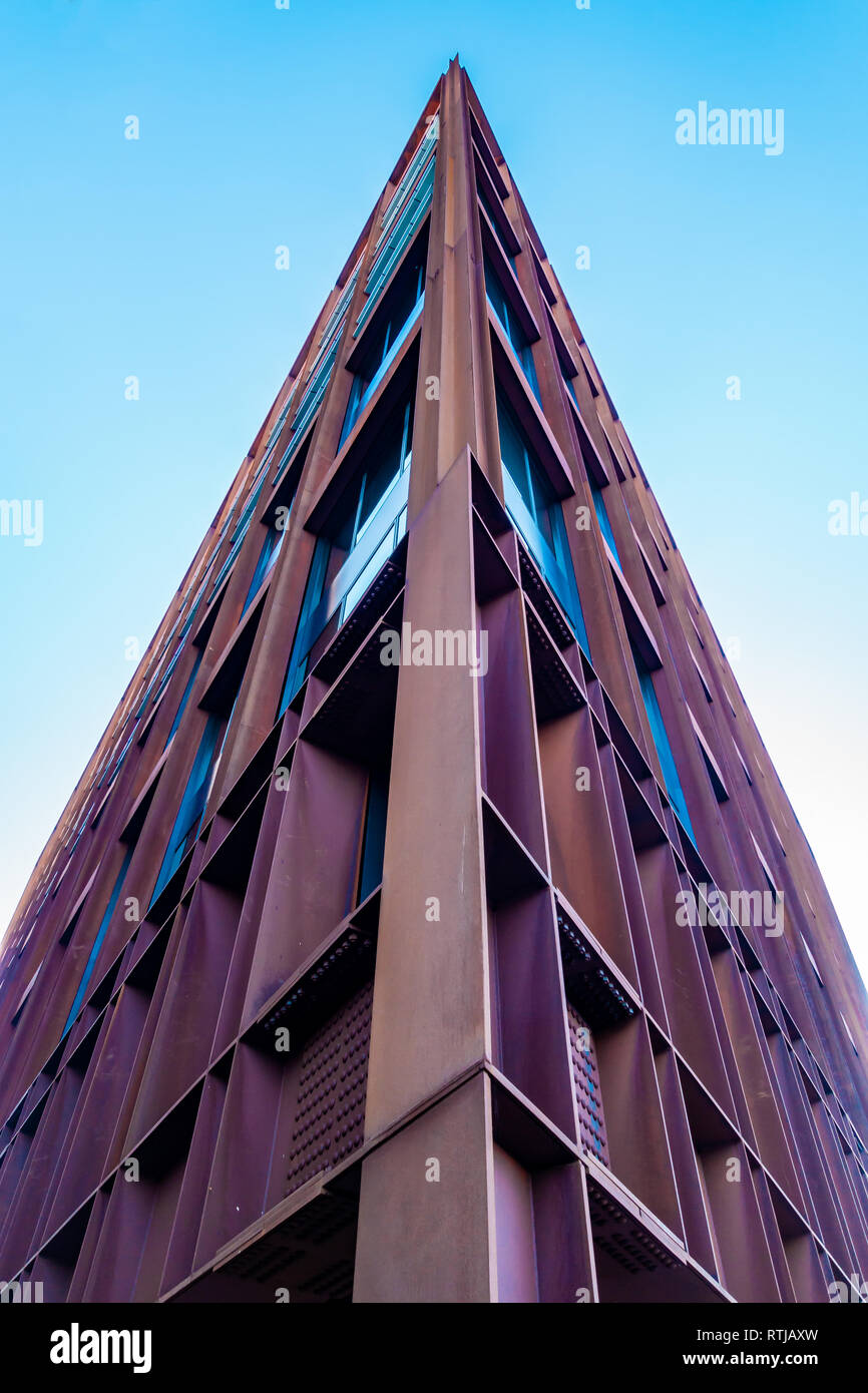 Rear corner view of this exo-skeleton building fabricated entirely of ...