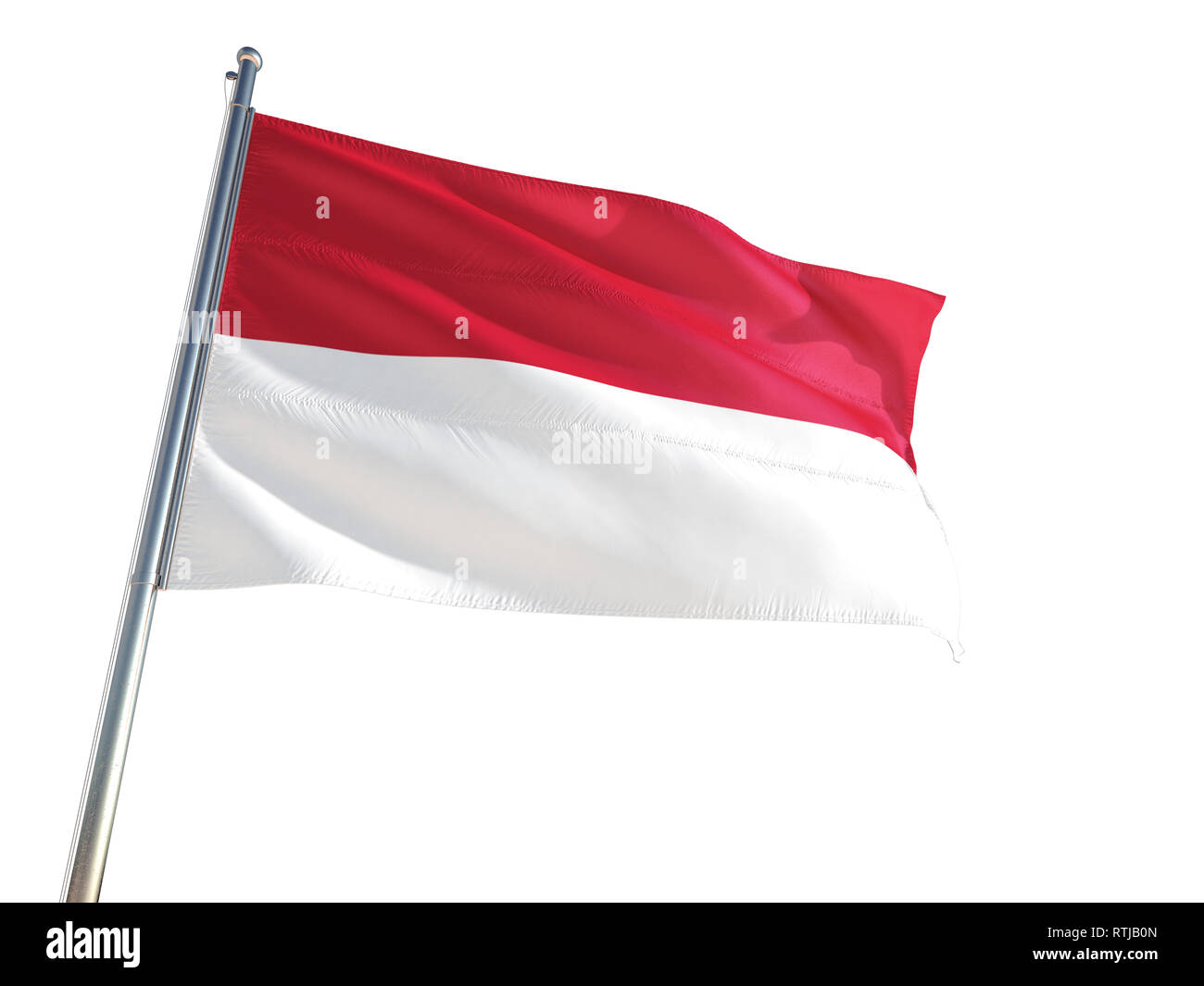 Monaco National Flag waving in the wind, isolated white background ...