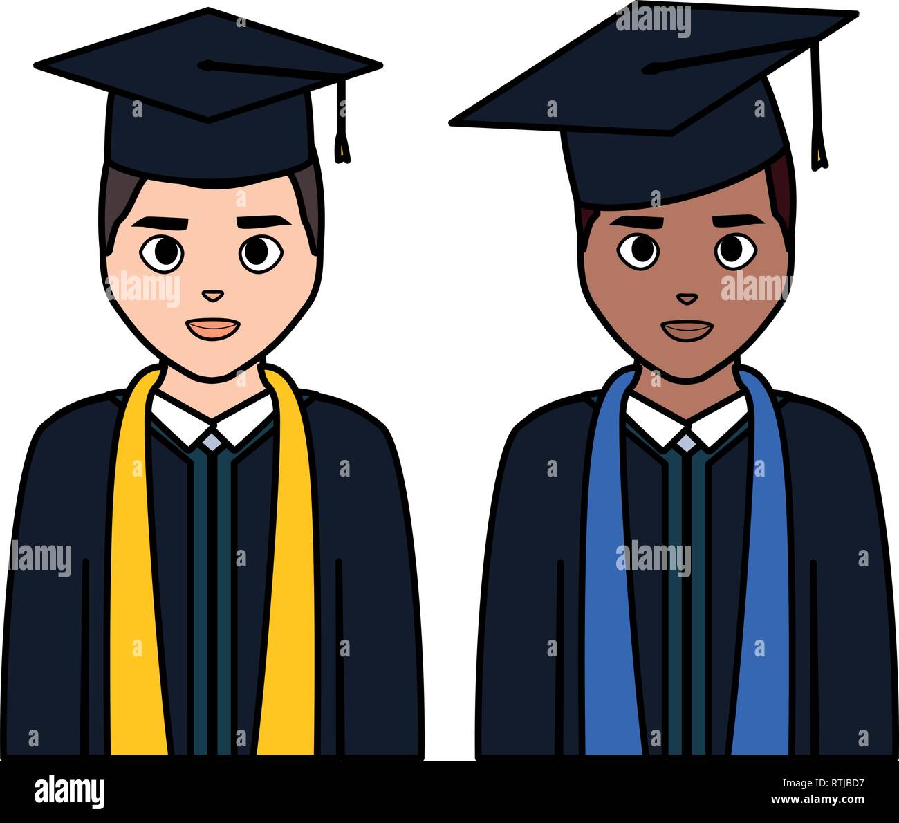 young students graduated diversity characters vector illustration ...