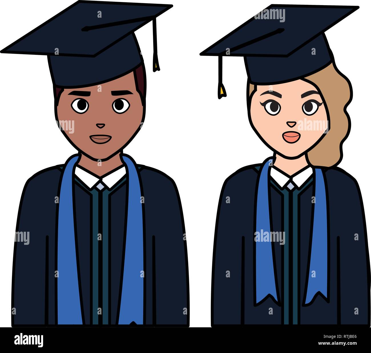 young students graduated diversity couple vector illustration design ...