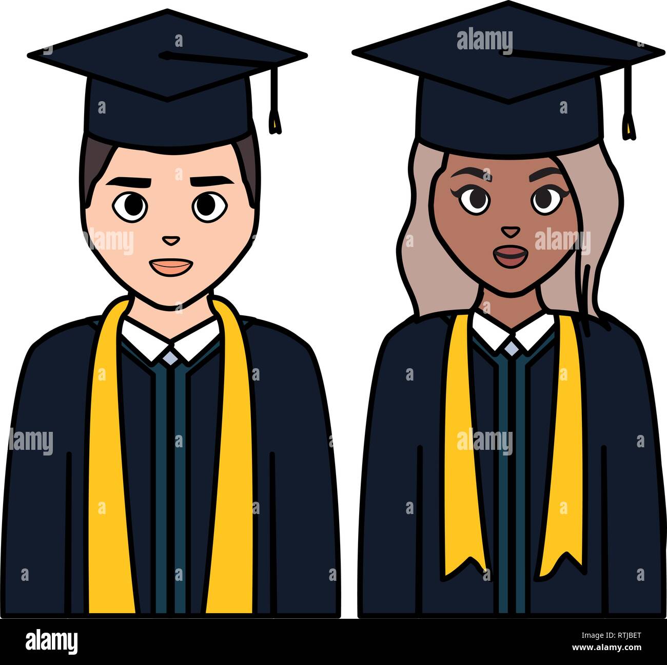 young students graduated diversity couple vector illustration design ...