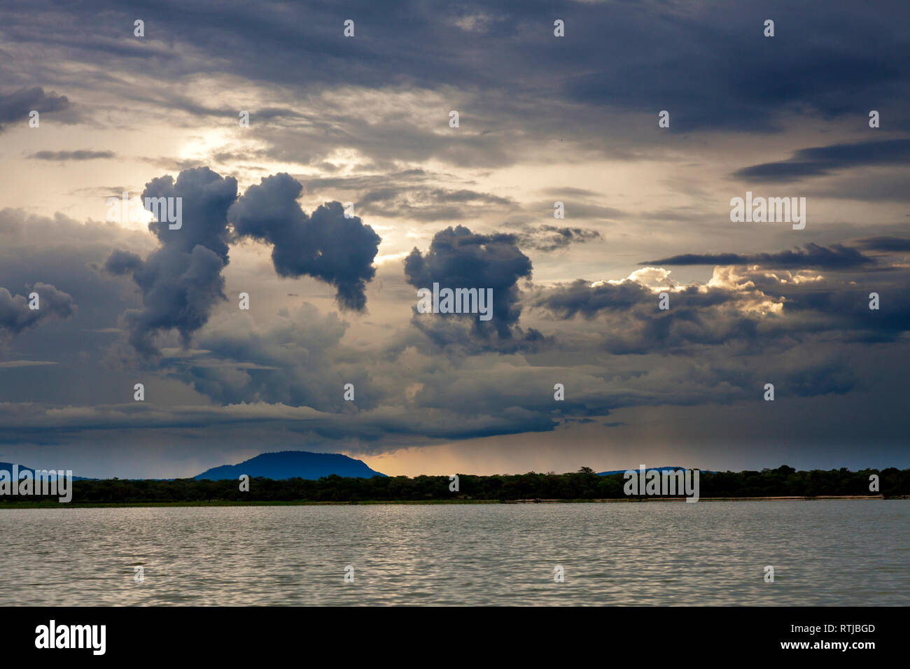 Lake sunset landscape, Tanzania, East Africa Stock Photo - Alamy