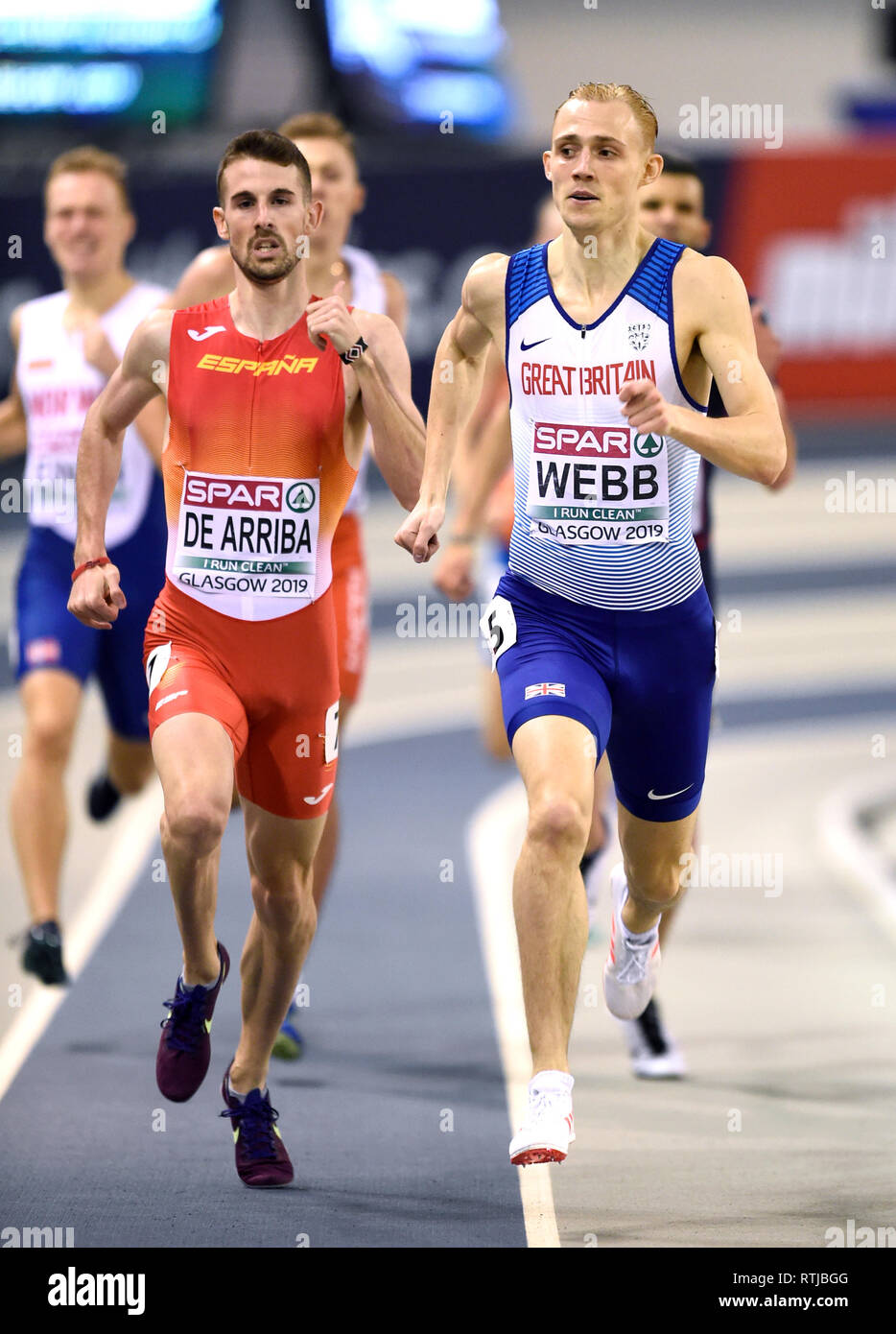 Great Britain's Jamie Webb (right) wins the 800m Men Heat 5 during day ...