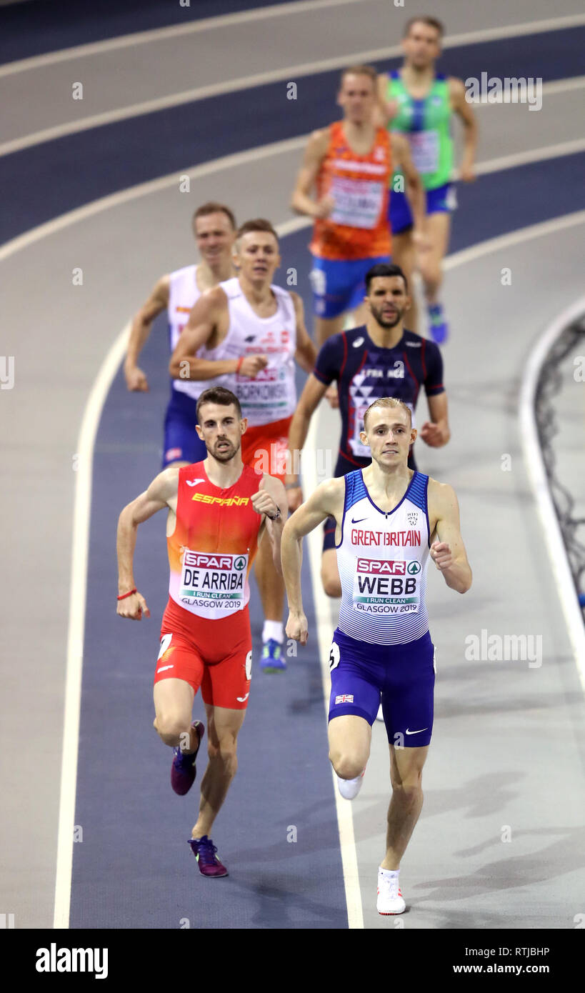 Great Britain's Jamie Webb (right) wins the 800m Men Heat 5 during day ...