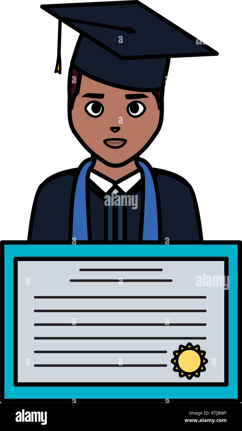young student graduated black character vector illustration design ...