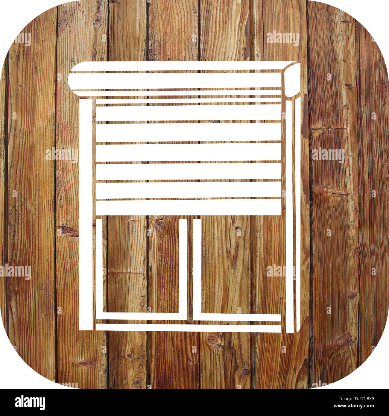 Pictogram or roller shutter icon on a wooden background Stock Photo - Alamy