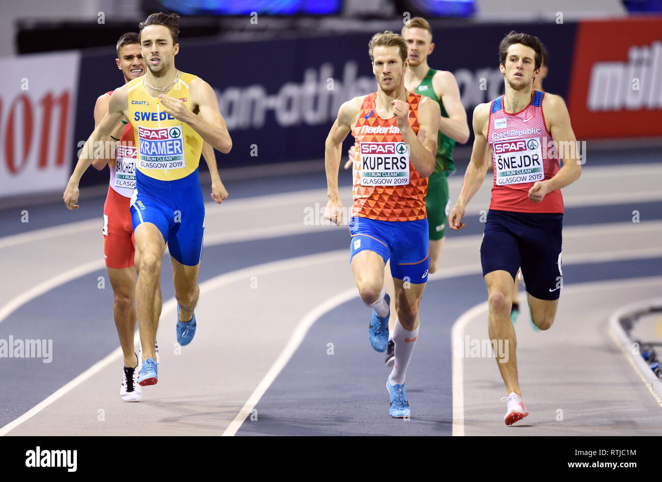 Sweden's Andreas Kramer (left) wins the 800m Men Heat 4 during day one ...