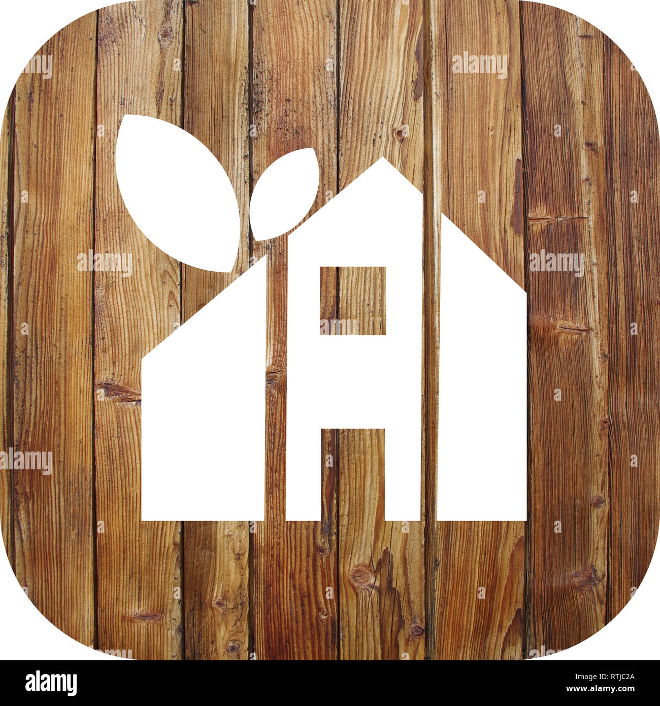 Icon of a house with tree leaves to illustrate ecology or a wooden ...