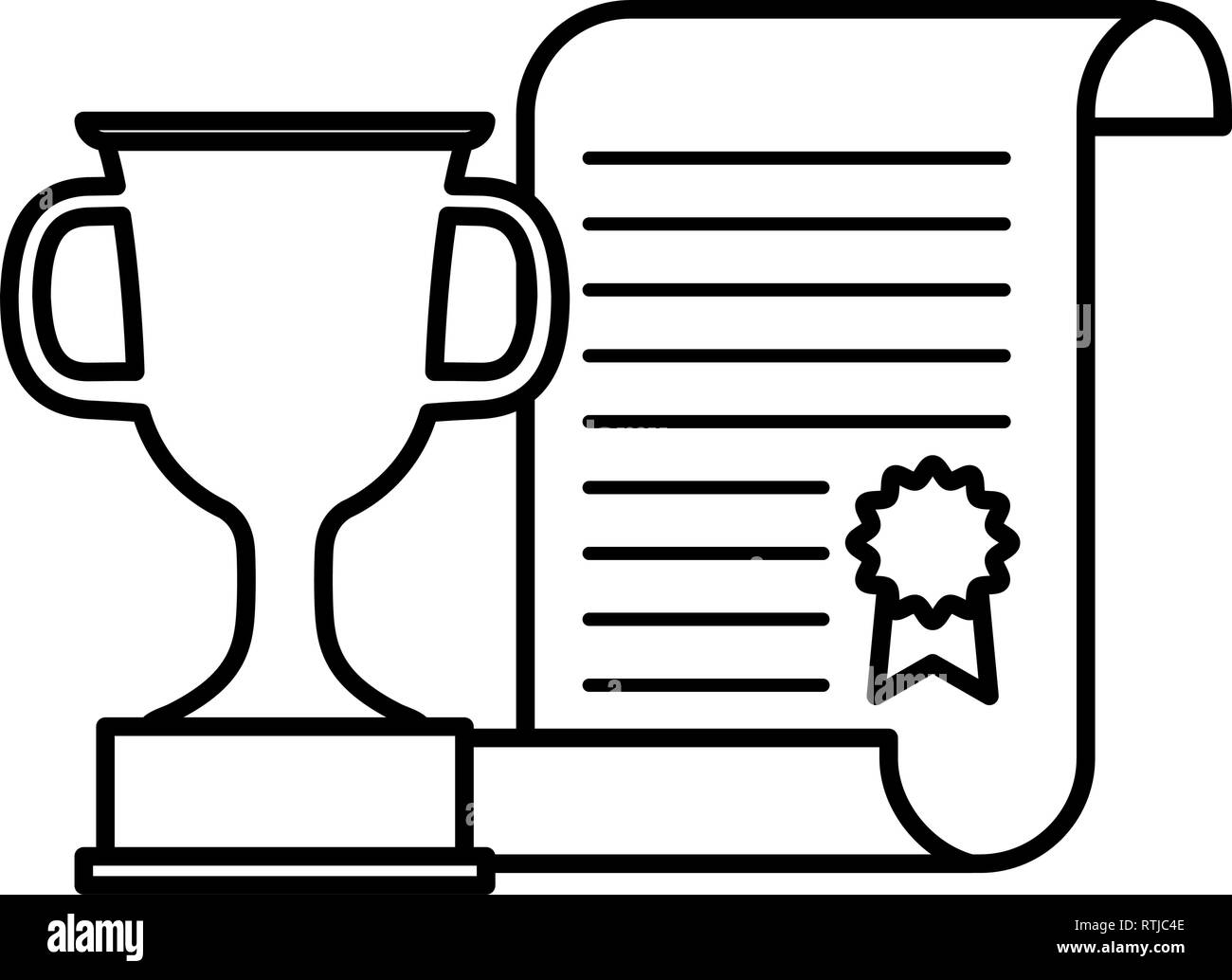 graduation certificate with trophy cup vector illustration design Stock ...