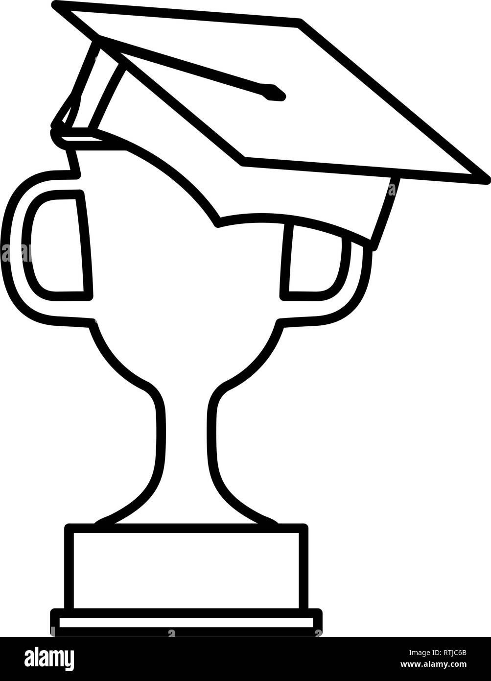 hat graduation with trophy cup vector illustration design Stock Vector ...