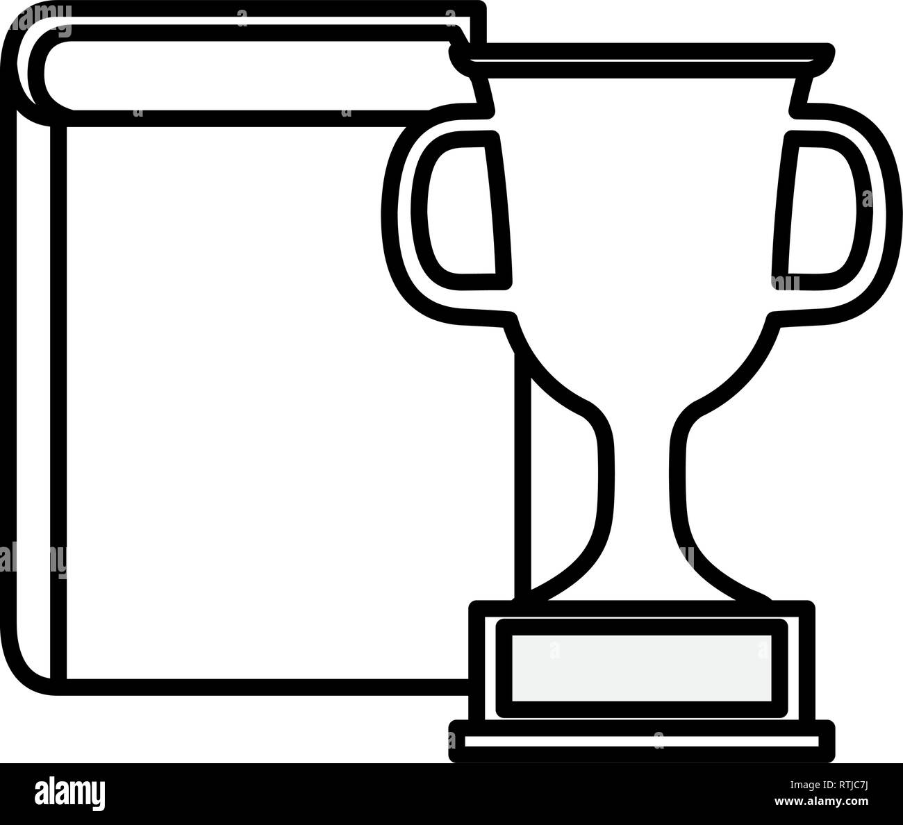 text book and trophy cup vector illustration design Stock Vector Image ...