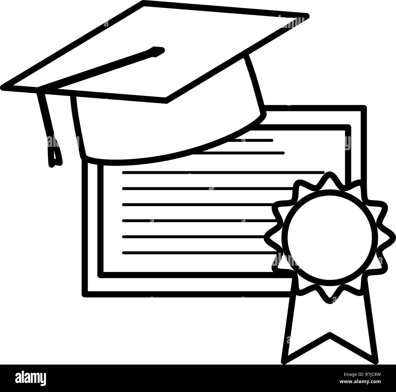 graduation certificate and hat vector illustration design Stock Vector ...