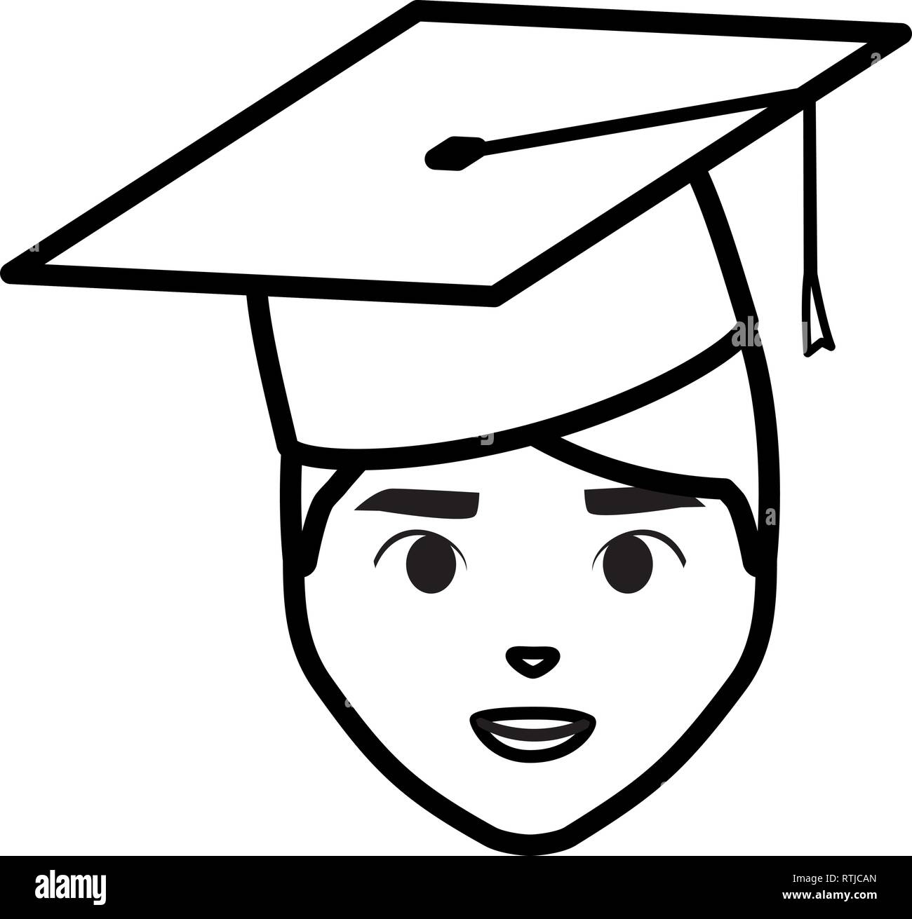 young student graduated head character vector illustration design Stock ...
