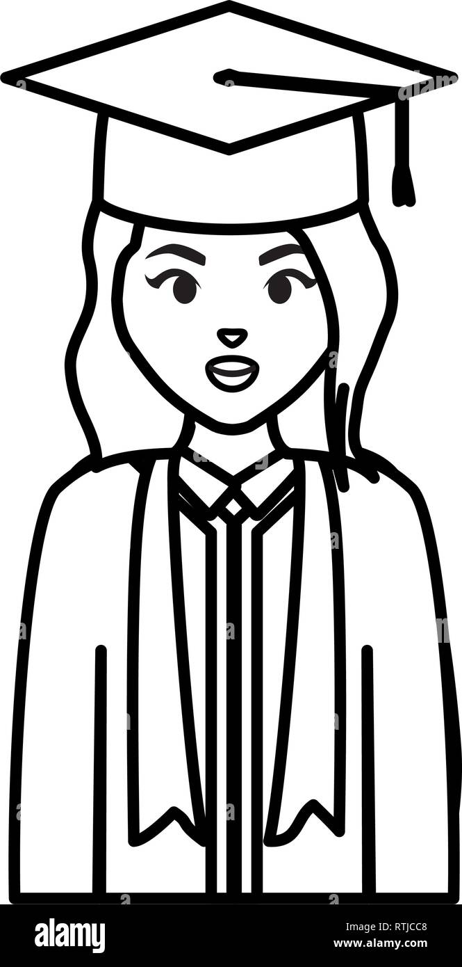 young student graduated girl character vector illustration design Stock ...