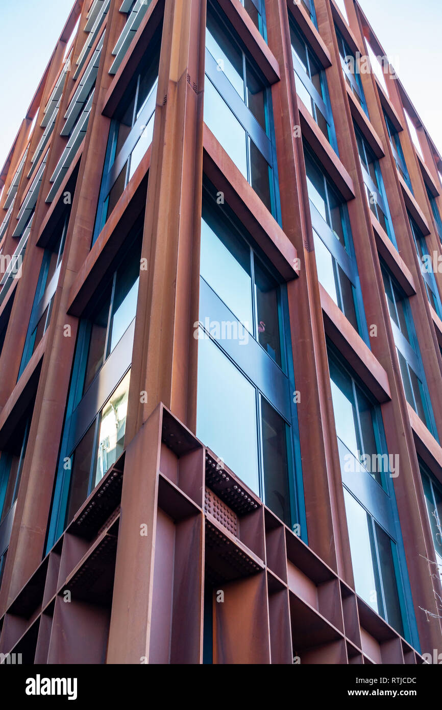 Rear corner view of this exo-skeleton building fabricated entirely of ...