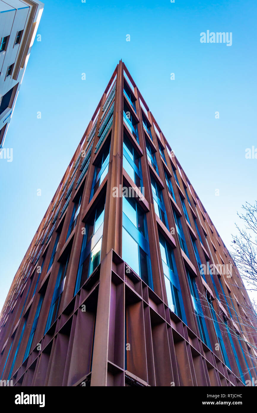 Rear corner view of this exo-skeleton building fabricated entirely of ...