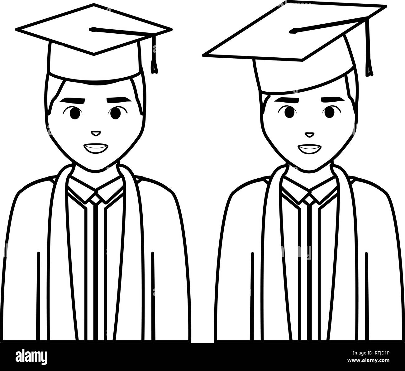 young students graduated diversity characters vector illustration ...
