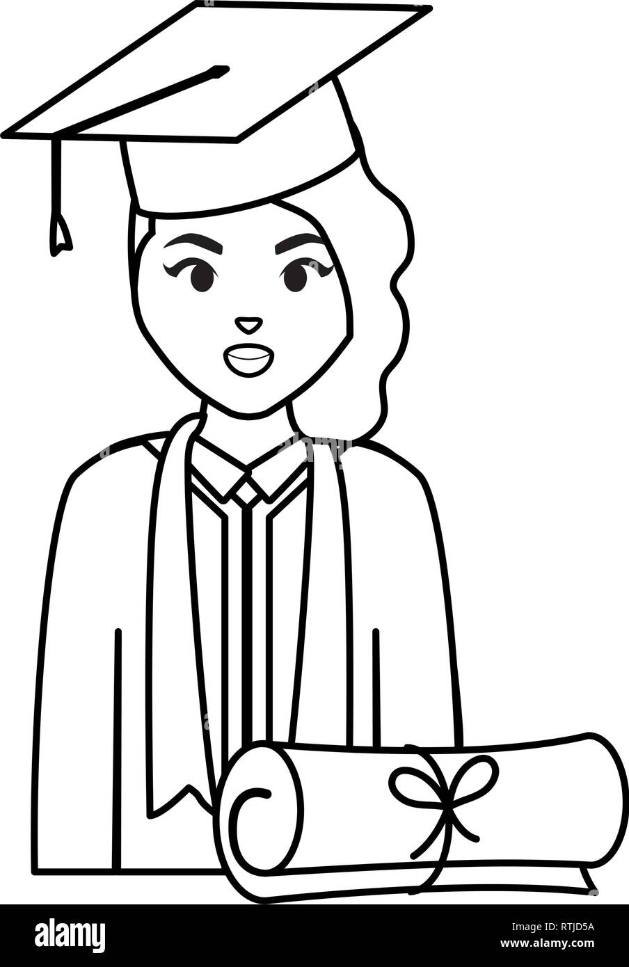 young student graduated girl with diploma vector illustration design ...