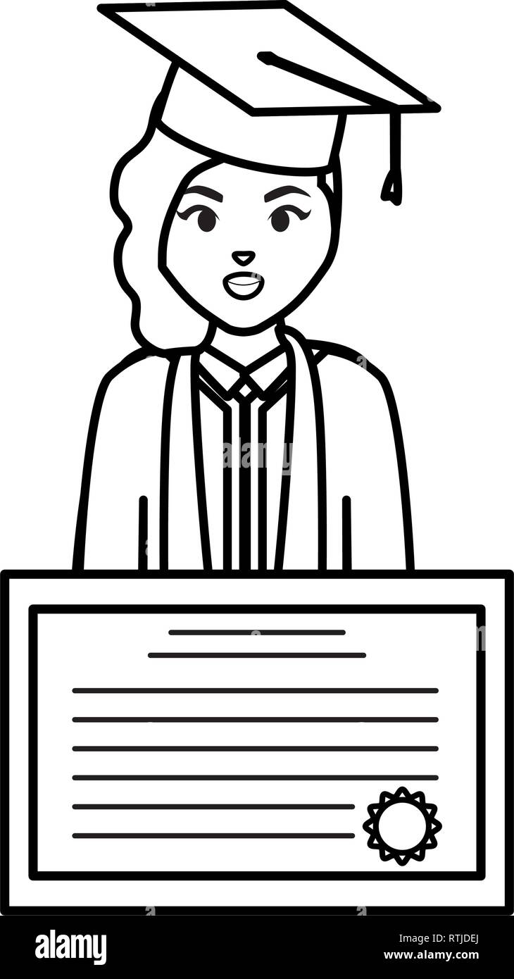 young student graduated girl with diploma vector illustration design ...